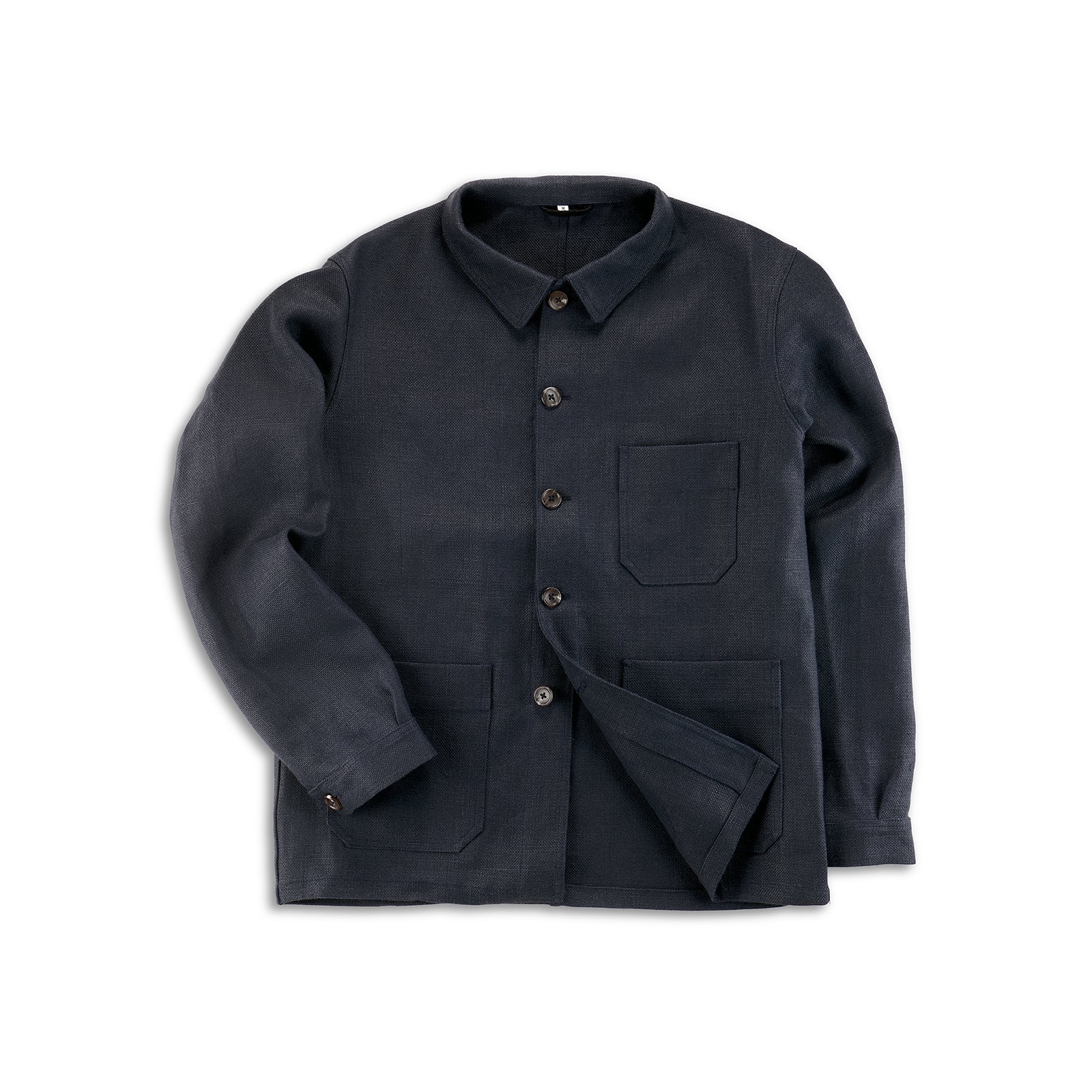 Navy Blue Heavy Linen Utility Jacket | The Merchant Fox